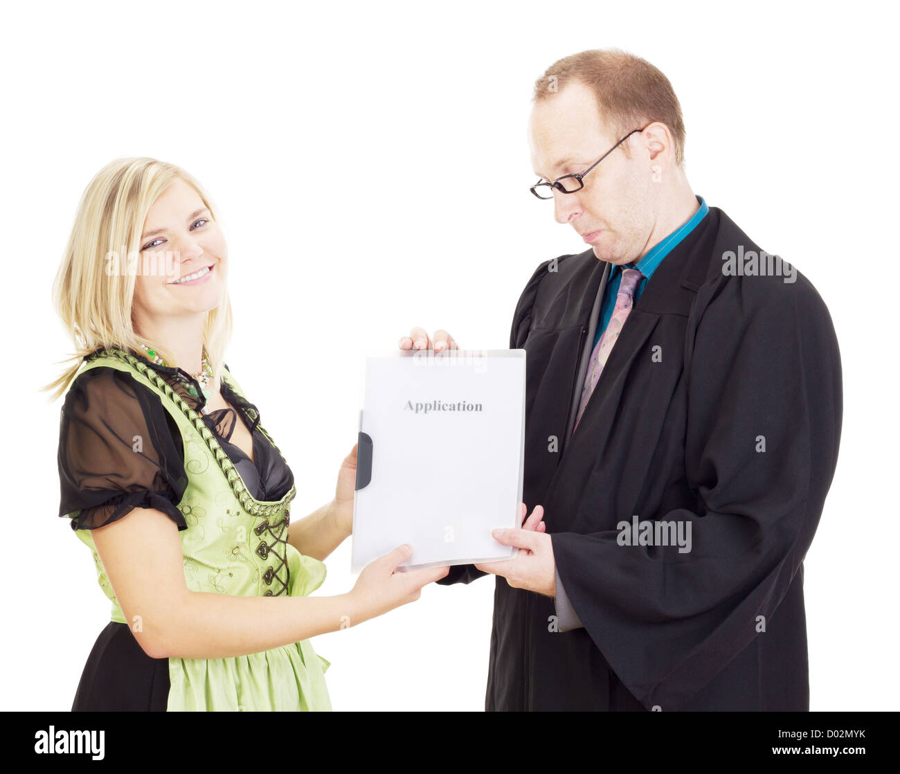 A staff executive interviews a young woman Stock Photo - Alamy