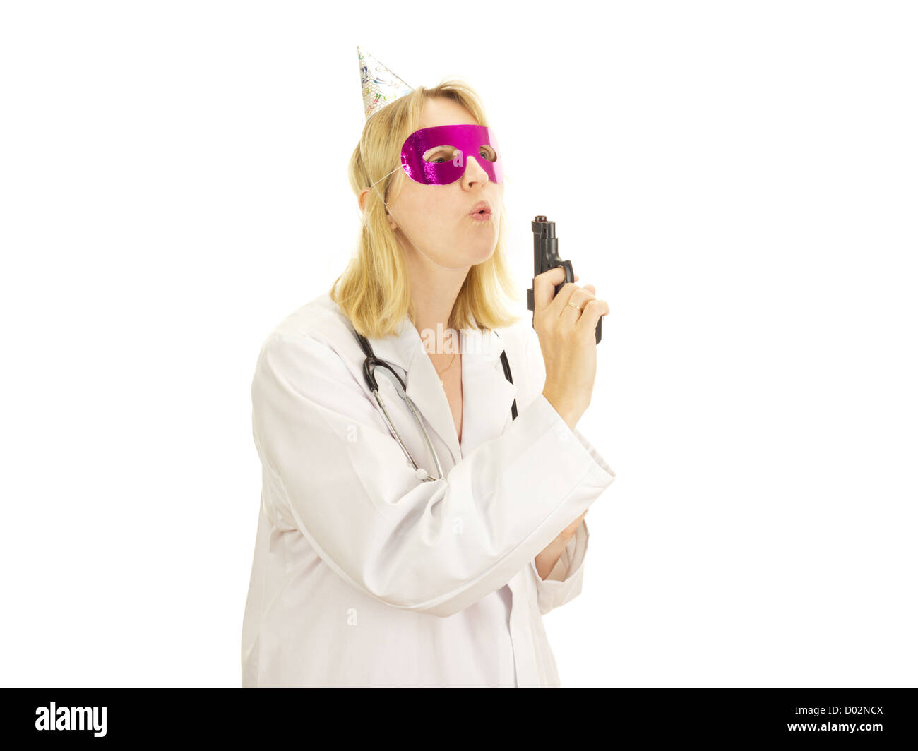 Female medical doctor with a gun Stock Photo - Alamy