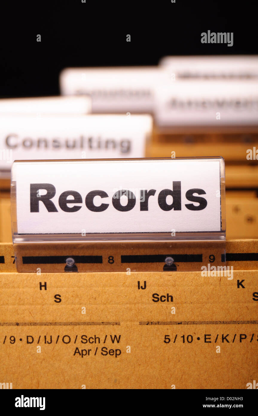 records word on business folder index showing office concept Stock ...