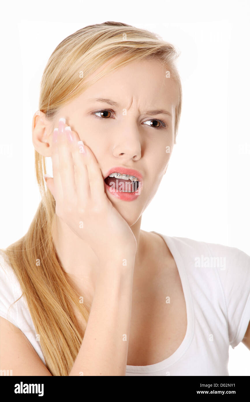 Young woman is having toothache Stock Photo - Alamy