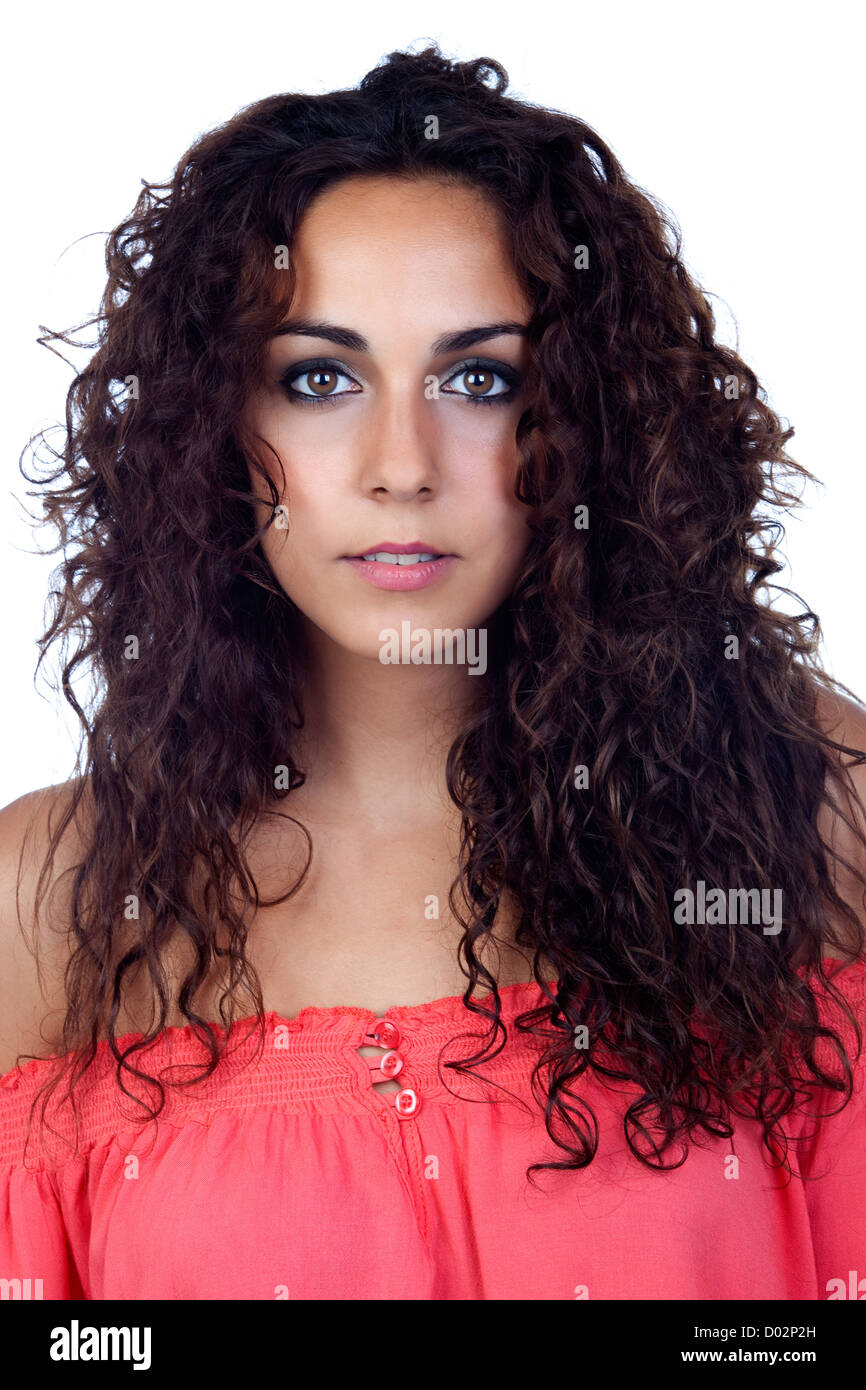 Beautiful girl isolated on a over white backgound Stock Photo - Alamy