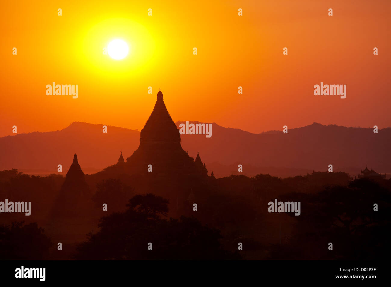 Bagan at sunset in Myanmar Stock Photo - Alamy