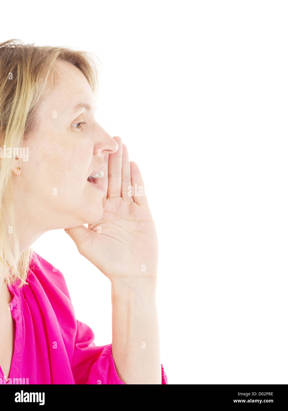 Woman saying something Stock Photo - Alamy