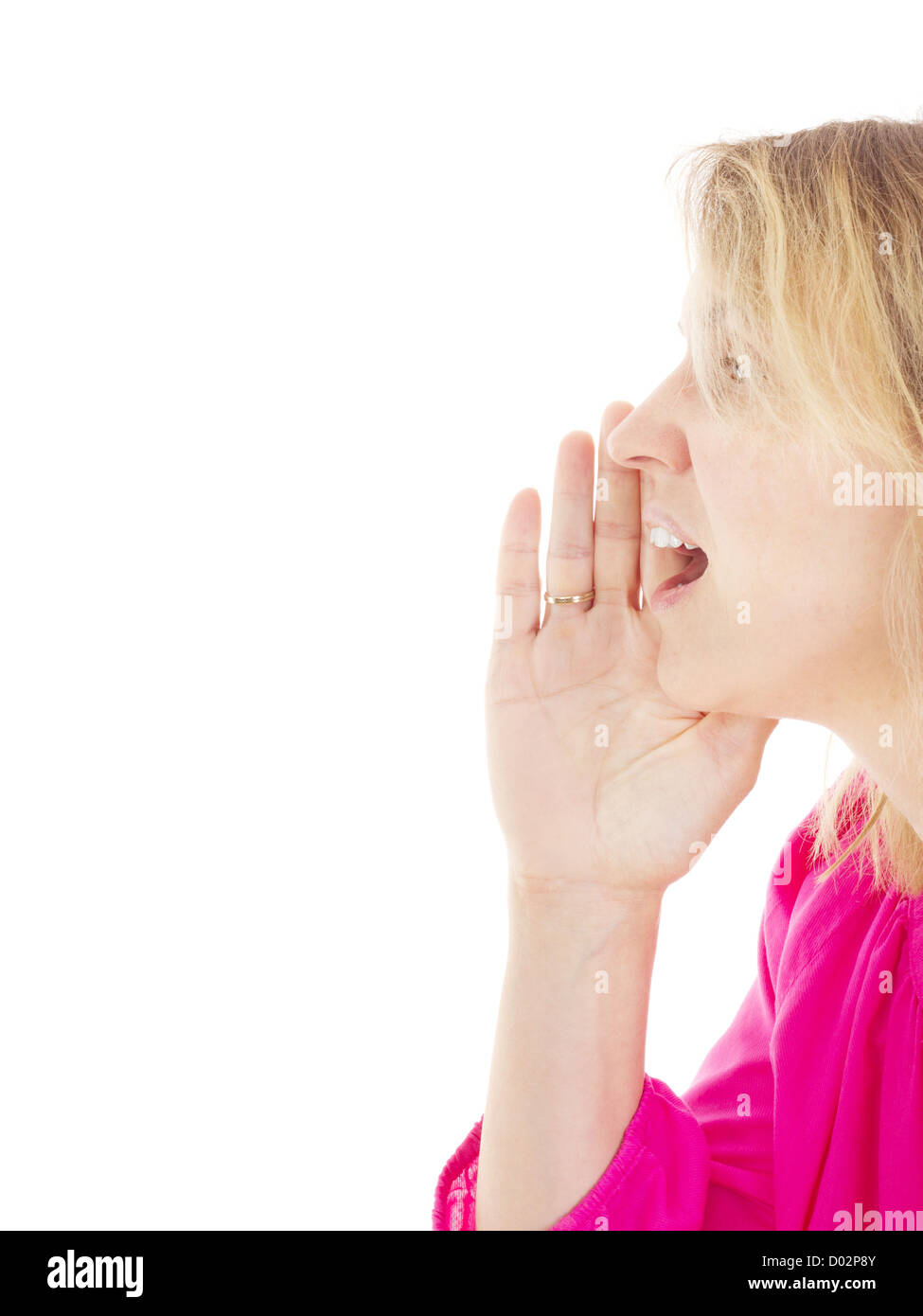 Woman saying something Stock Photo - Alamy
