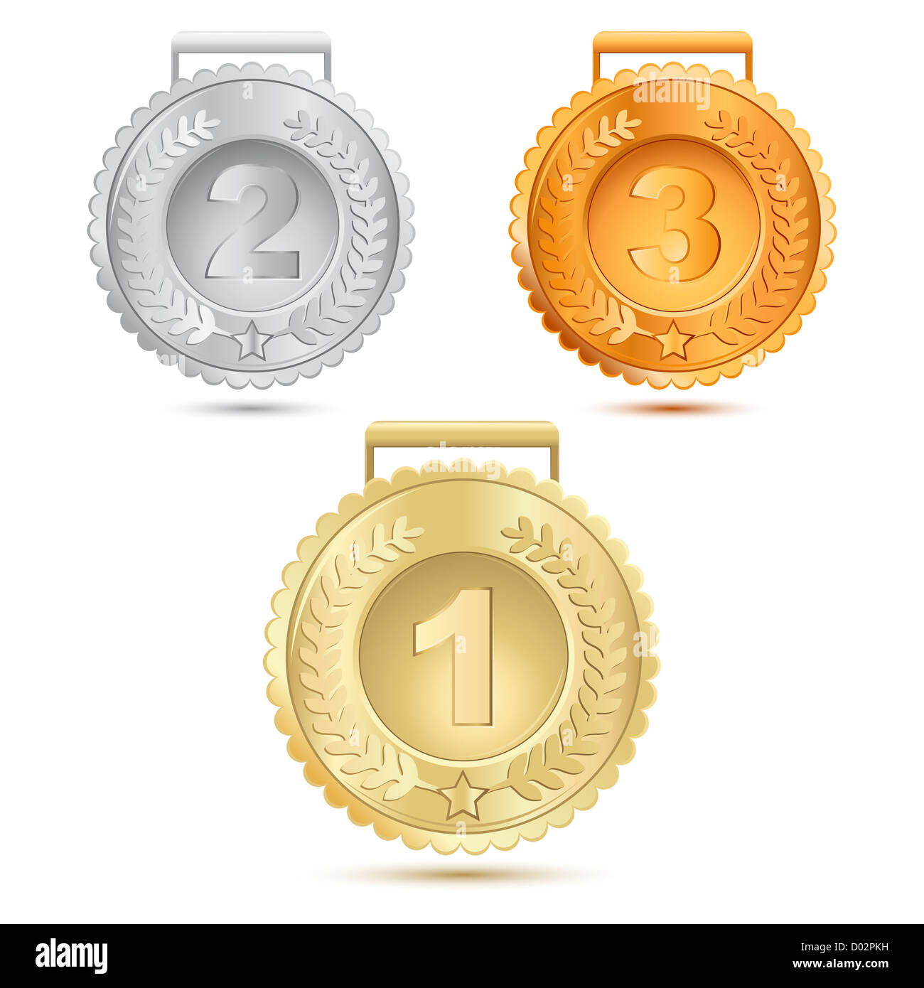 illustration of metallic medals on white background Stock Photo - Alamy
