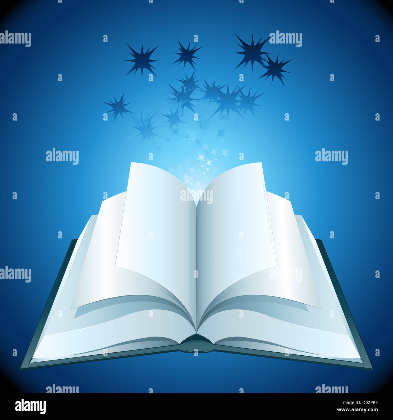 illustration of open book with stars on abstract background Stock Photo ...