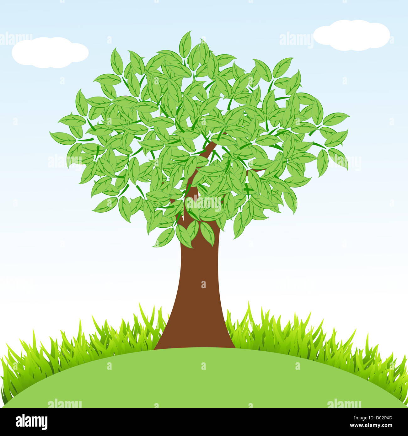 illustration of natural tree with grass Stock Photo - Alamy