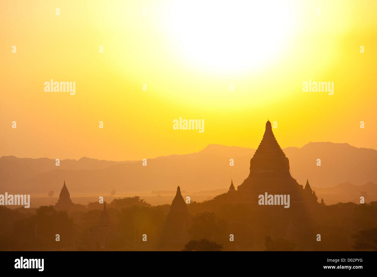 Bagan at sunset in Myanmar Stock Photo - Alamy