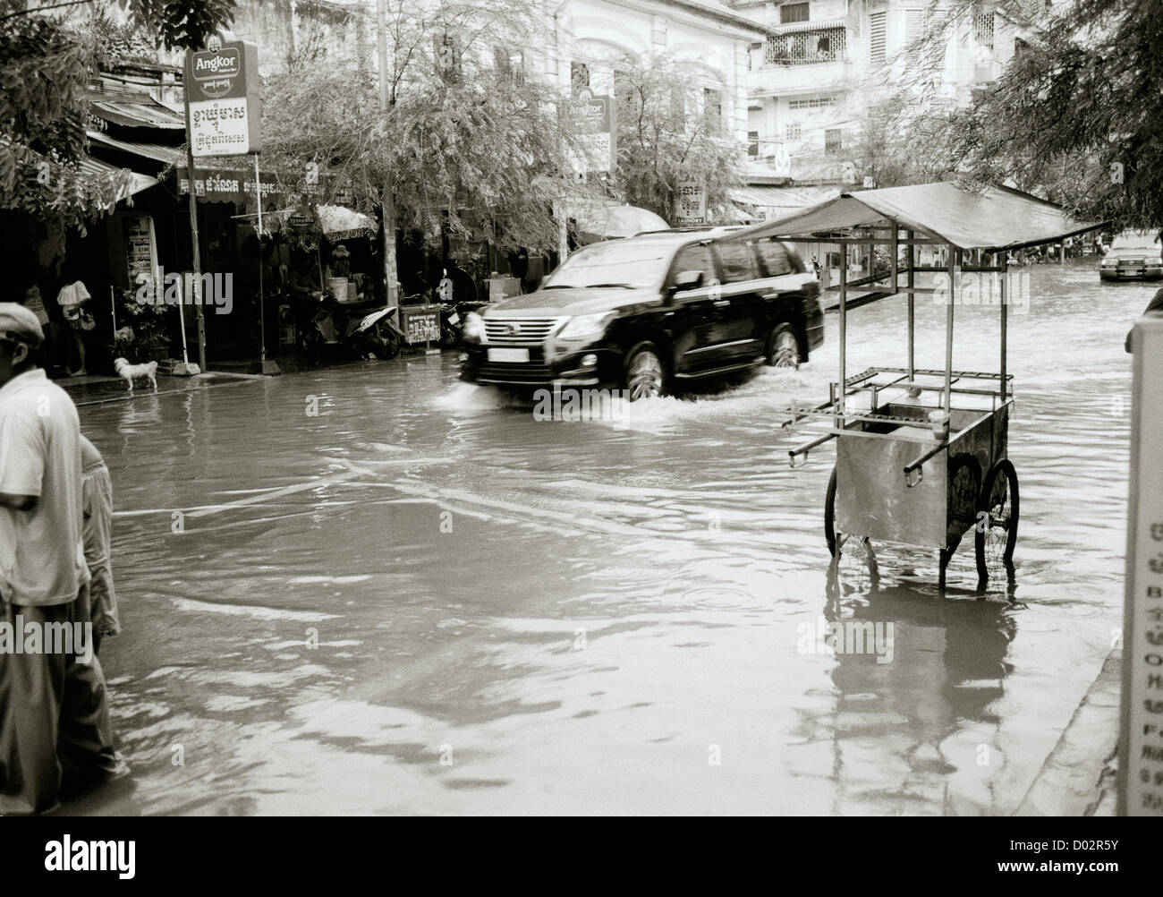 Monsoon rain storm weather climate in Phnom Penh Cambodia in Far East ...