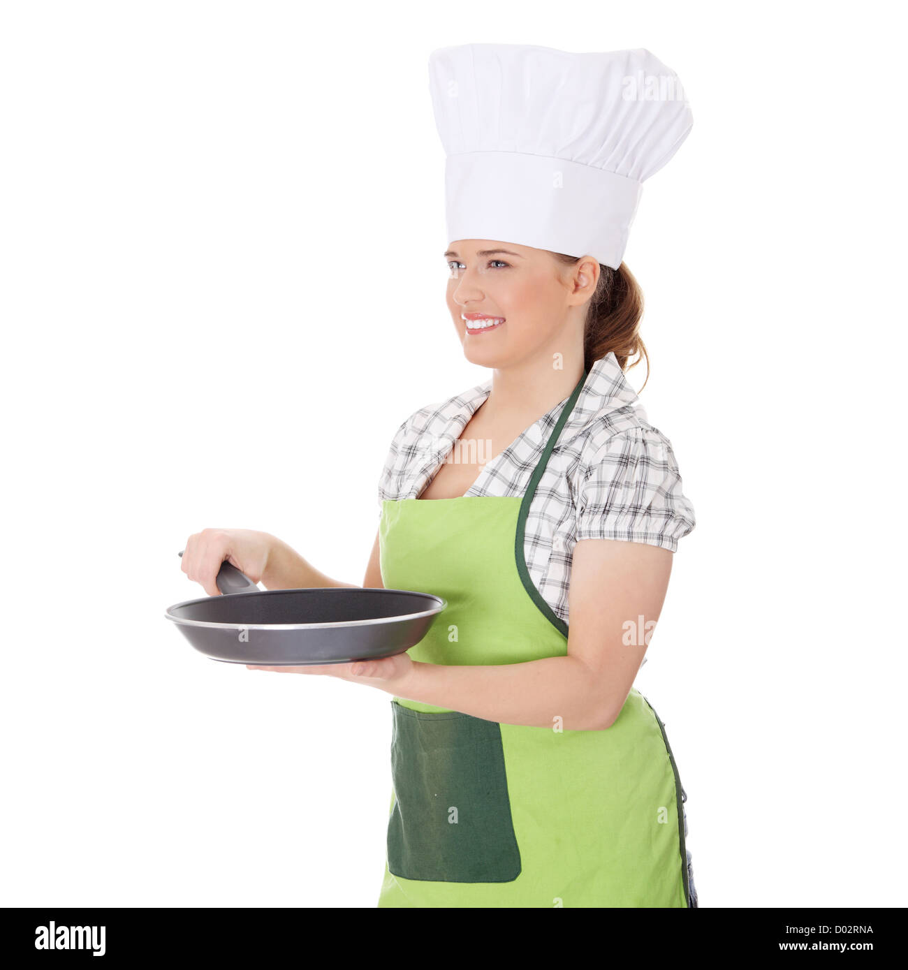 Young woman cooking, isolated on white Stock Photo - Alamy