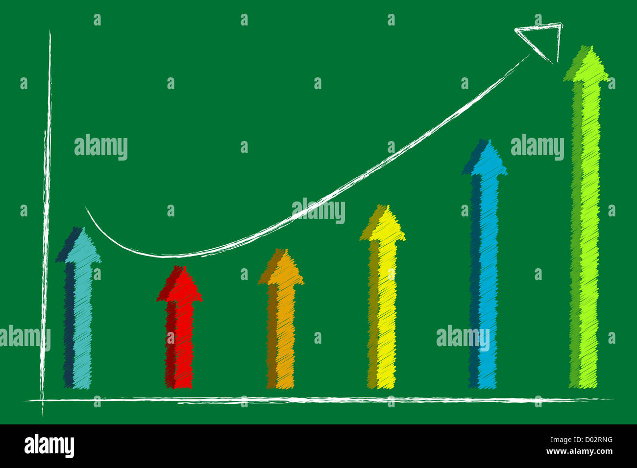 illustration of graph with arrow on abstract background Stock Photo - Alamy