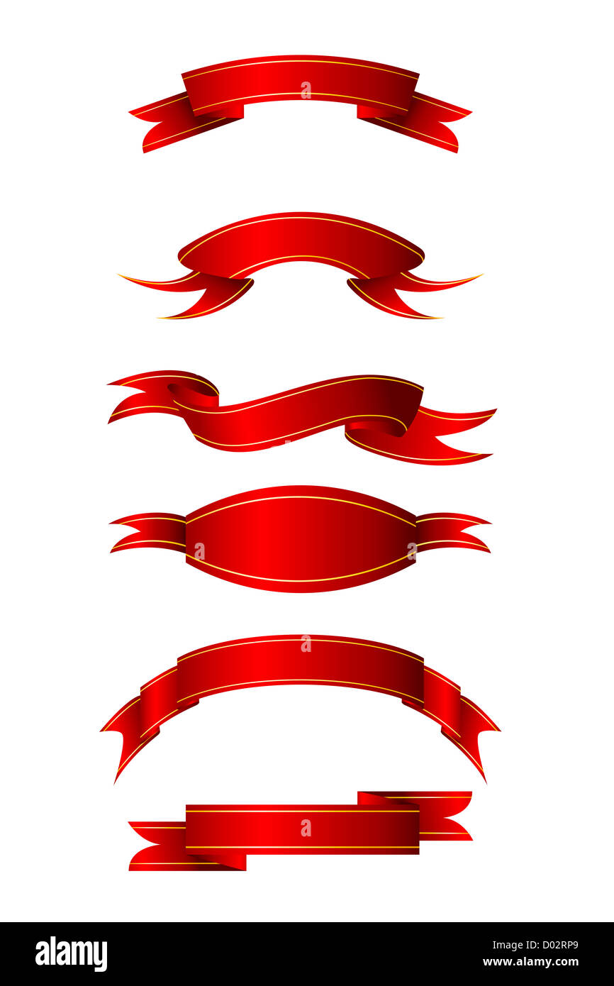 illustration of different shapes of ribbons on white background Stock ...