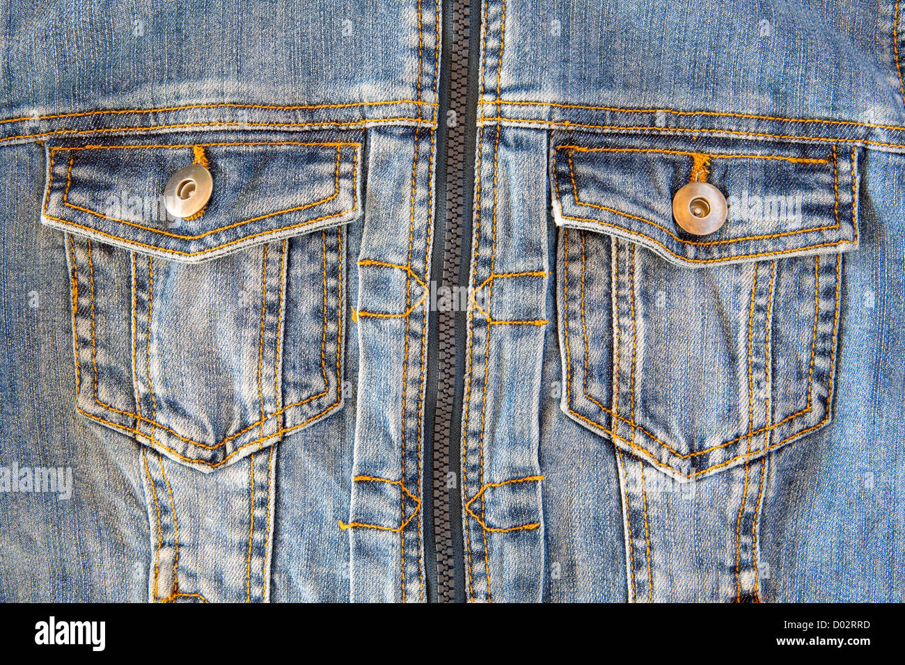 Jeans jacket with two pocket and zipper Stock Photo - Alamy