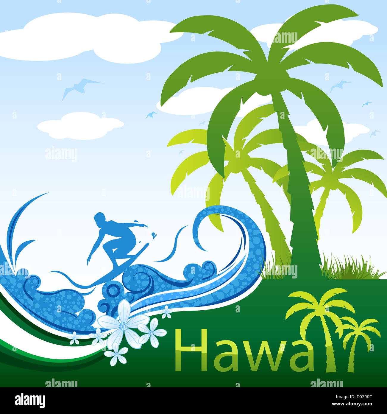 illustration of hawaii on abstract background Stock Photo - Alamy