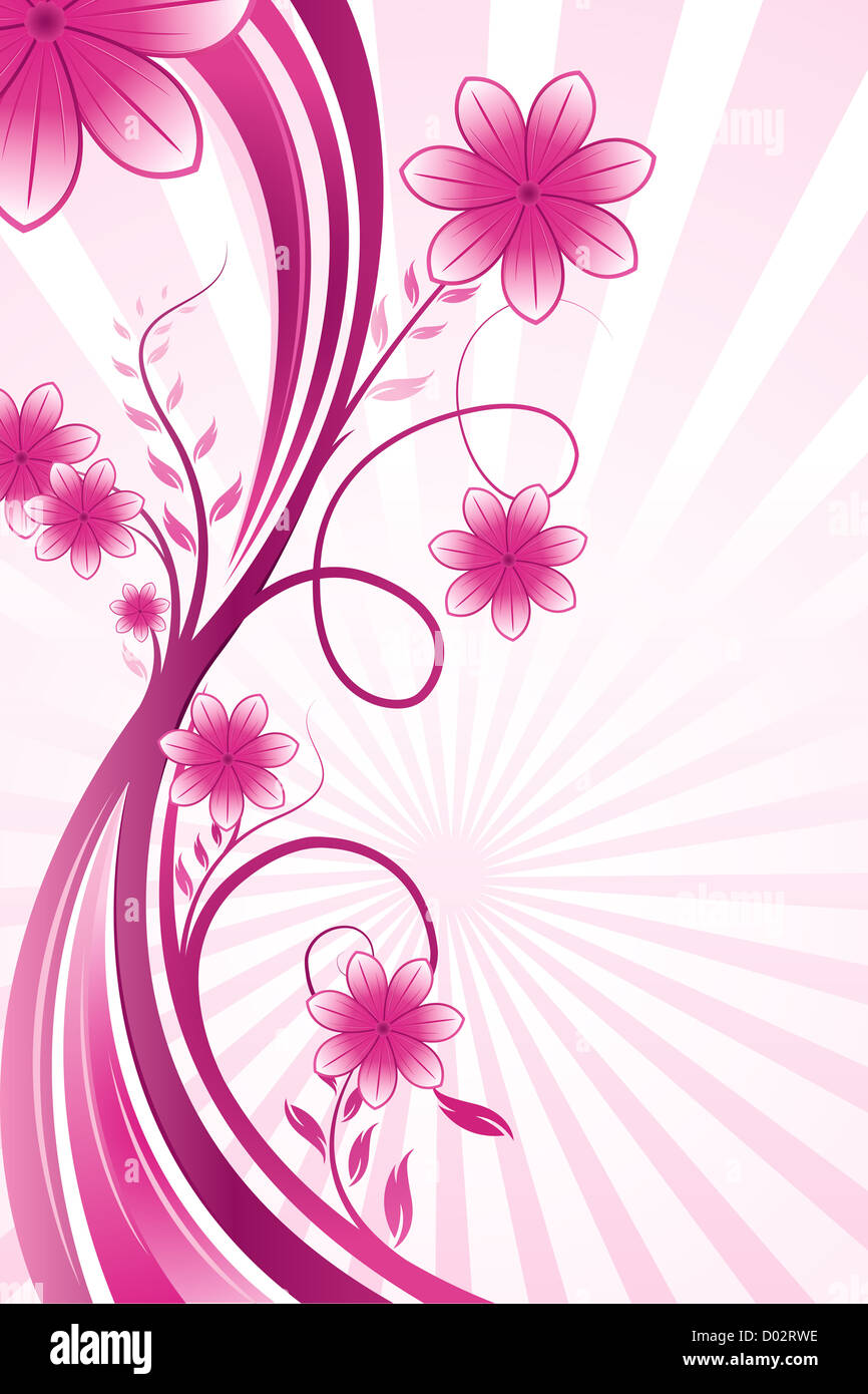 illustration of wavy floral background Stock Photo - Alamy