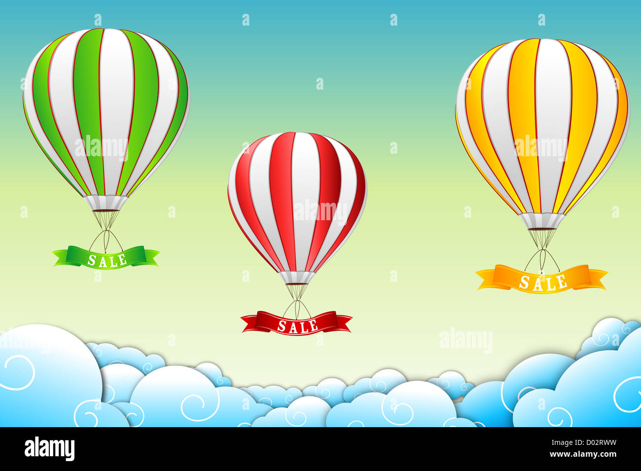 illustration of parachute with sale tag on abstract background Stock ...