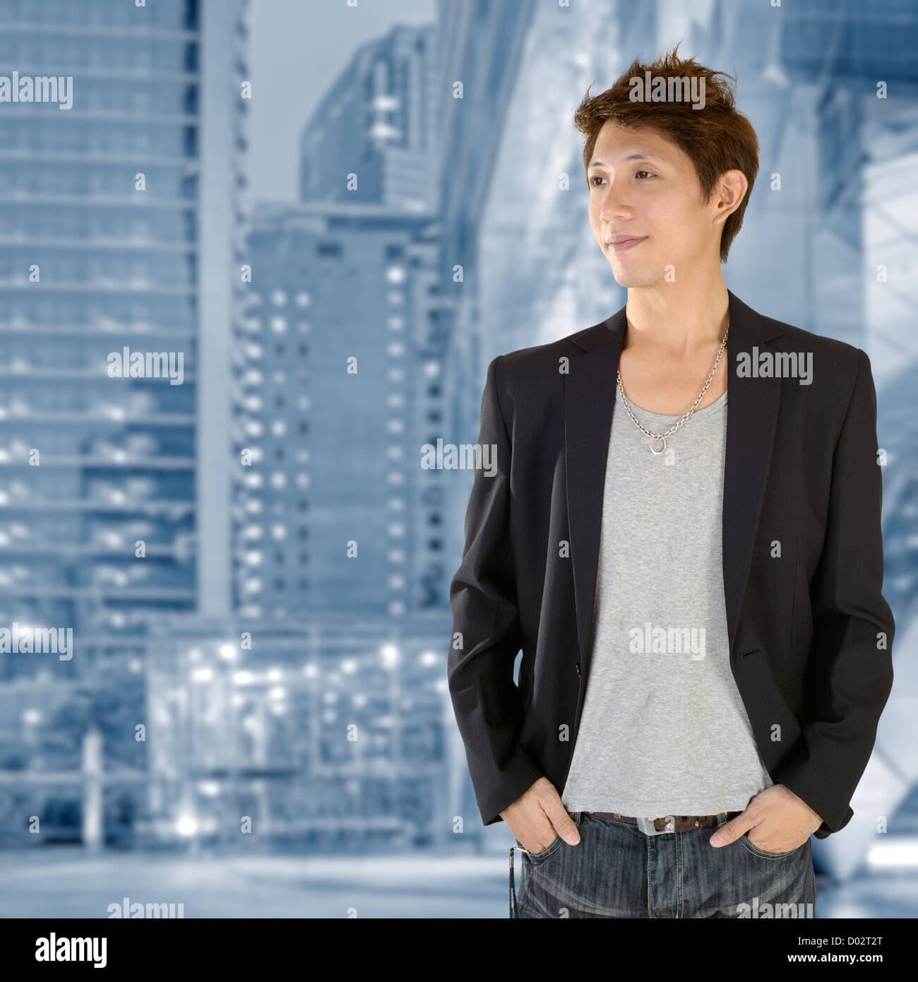 Successful young executive with smile outside of modern office Stock ...