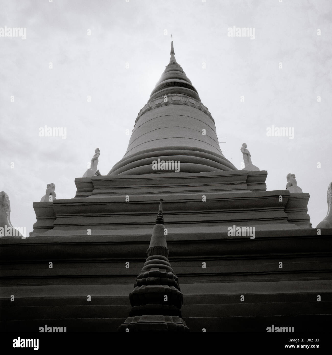 Buddhist Wat Phnom Temple in Phnom Penh in Cambodia in Far East ...