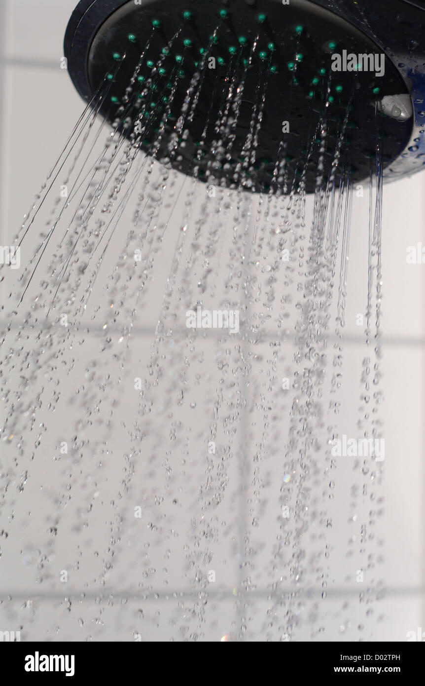 water drops falling from a shower indoors Stock Photo - Alamy
