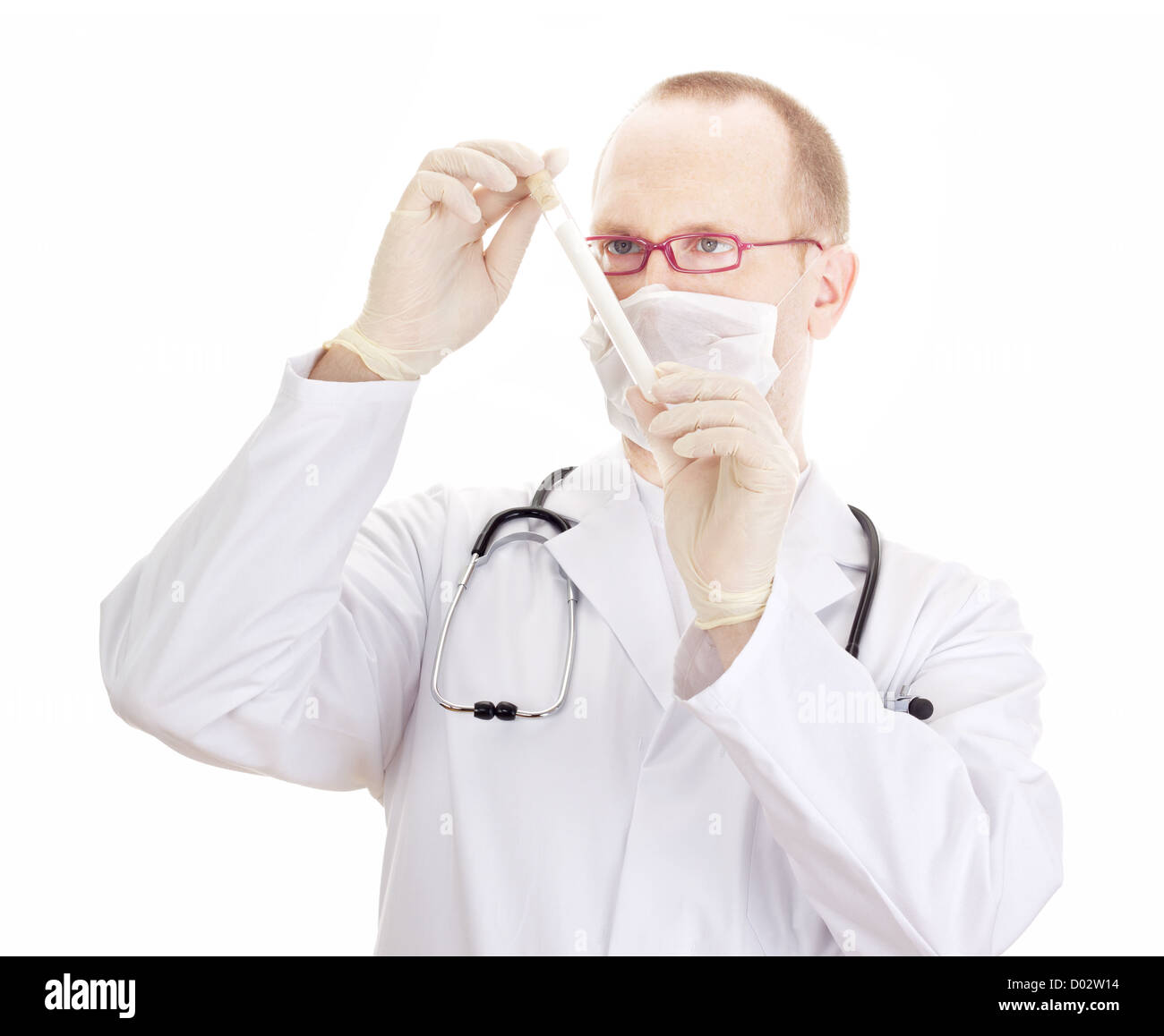 Medical doctor with a test tube Stock Photo - Alamy