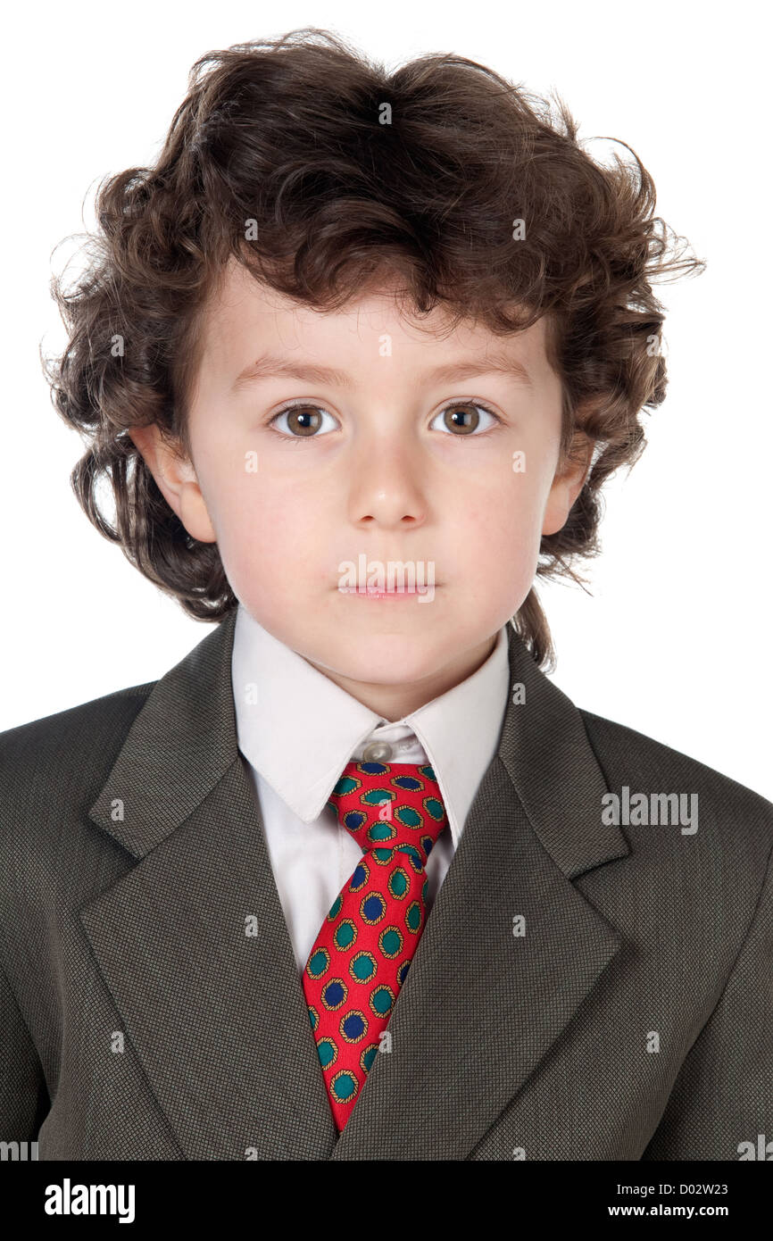 Little businessman isolated on a over white background Stock Photo - Alamy