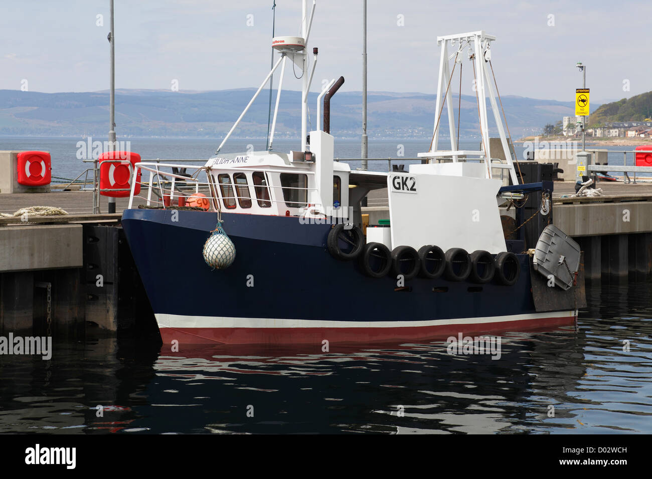 The small fishing boat Eilidh Anne berthed in Largs Harbour, North ...