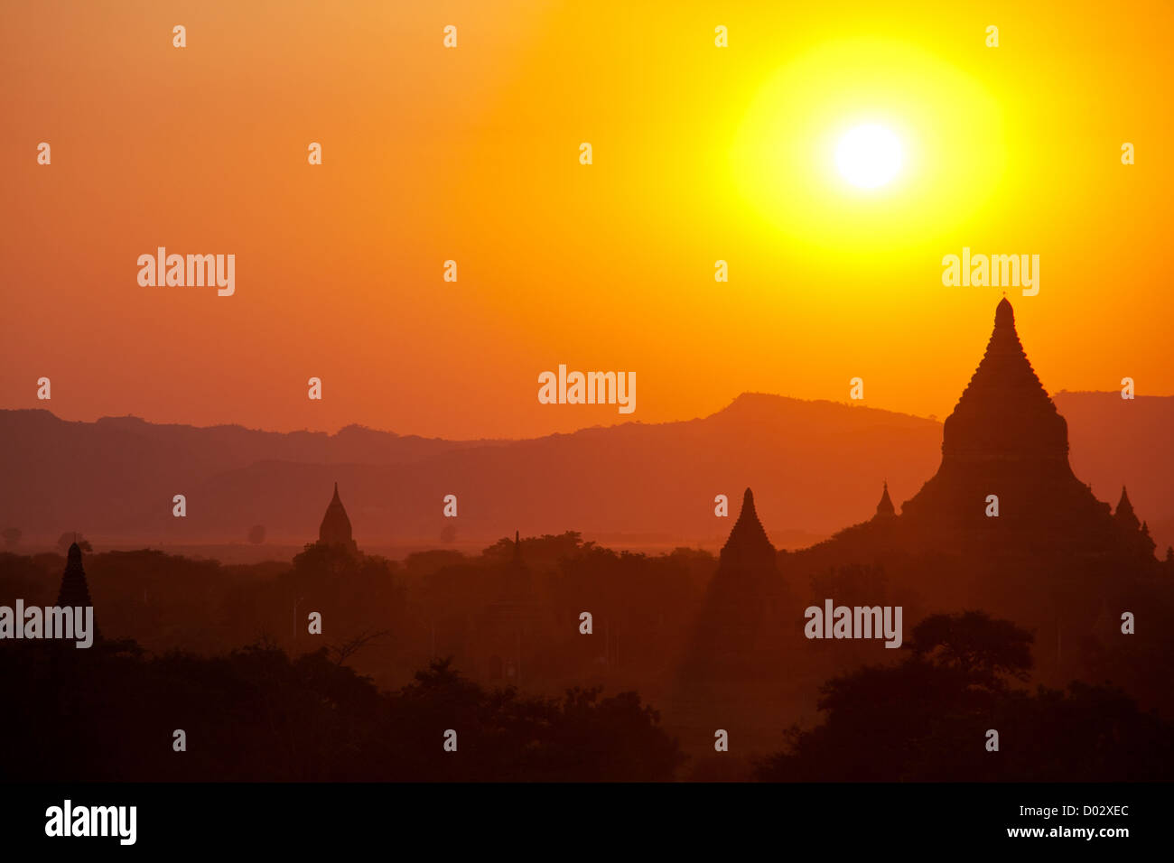 Bagan at sunset in Myanmar Stock Photo - Alamy