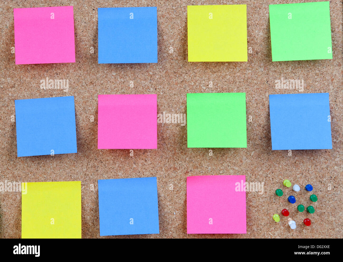 Photo of corkboard with many colour post-it Stock Photo - Alamy