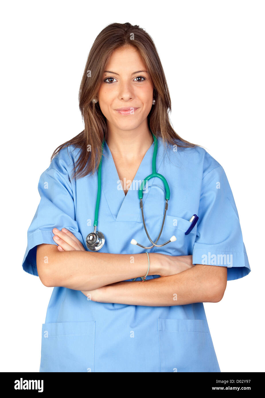 Happy doctor woman isolated on white background Stock Photo - Alamy