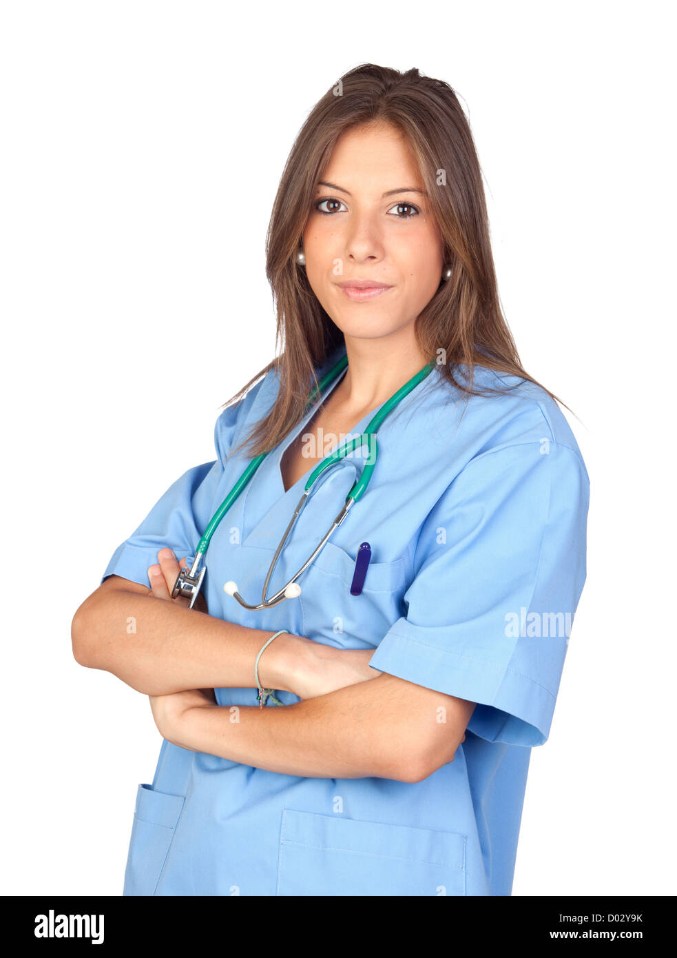Happy doctor woman isolated on white background Stock Photo - Alamy
