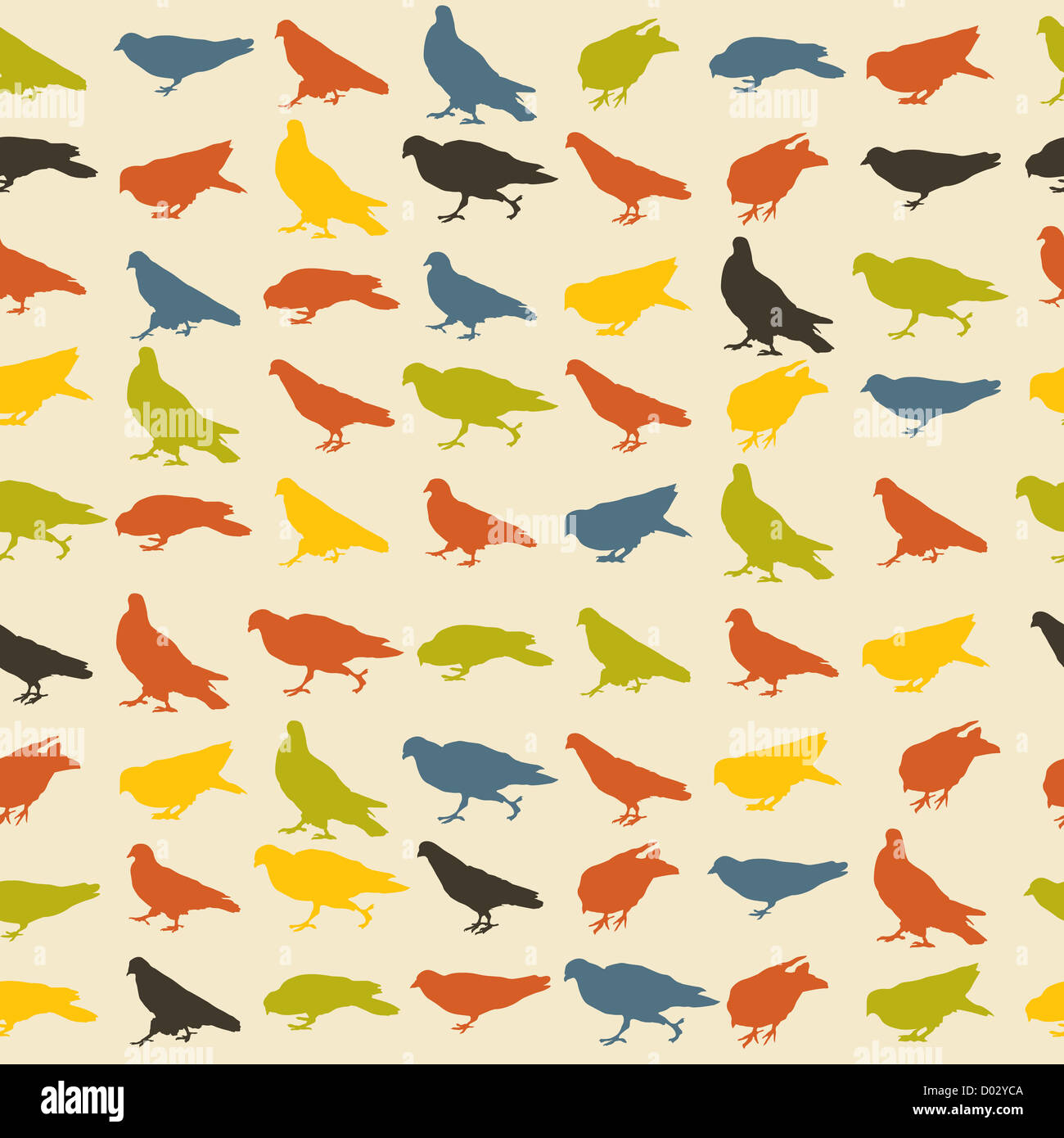 Seamless pattern with pigeons in retro tones Stock Photo - Alamy