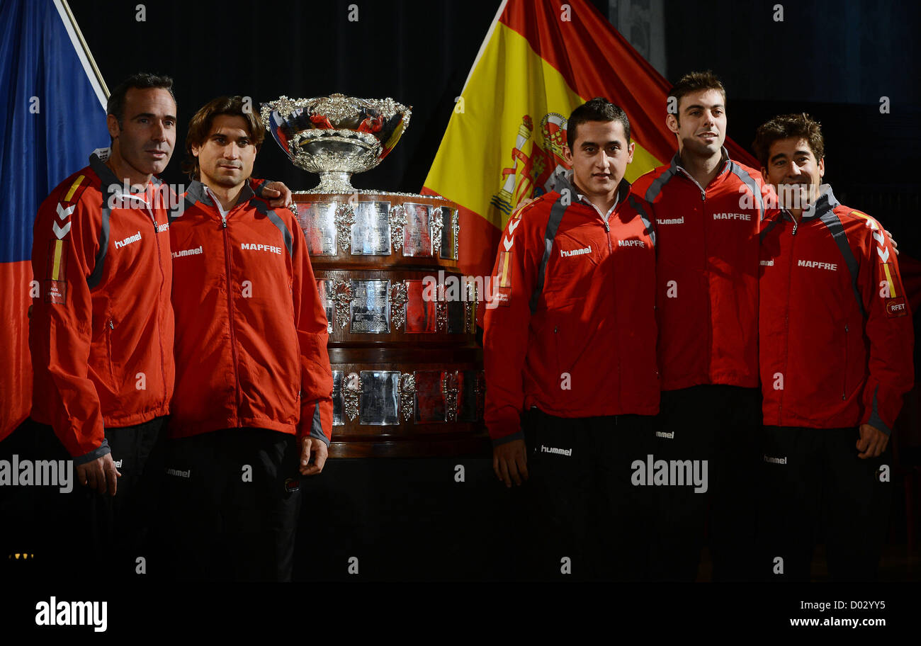 Spanish tennis players (left to right) coach Alex Corretja, David ...