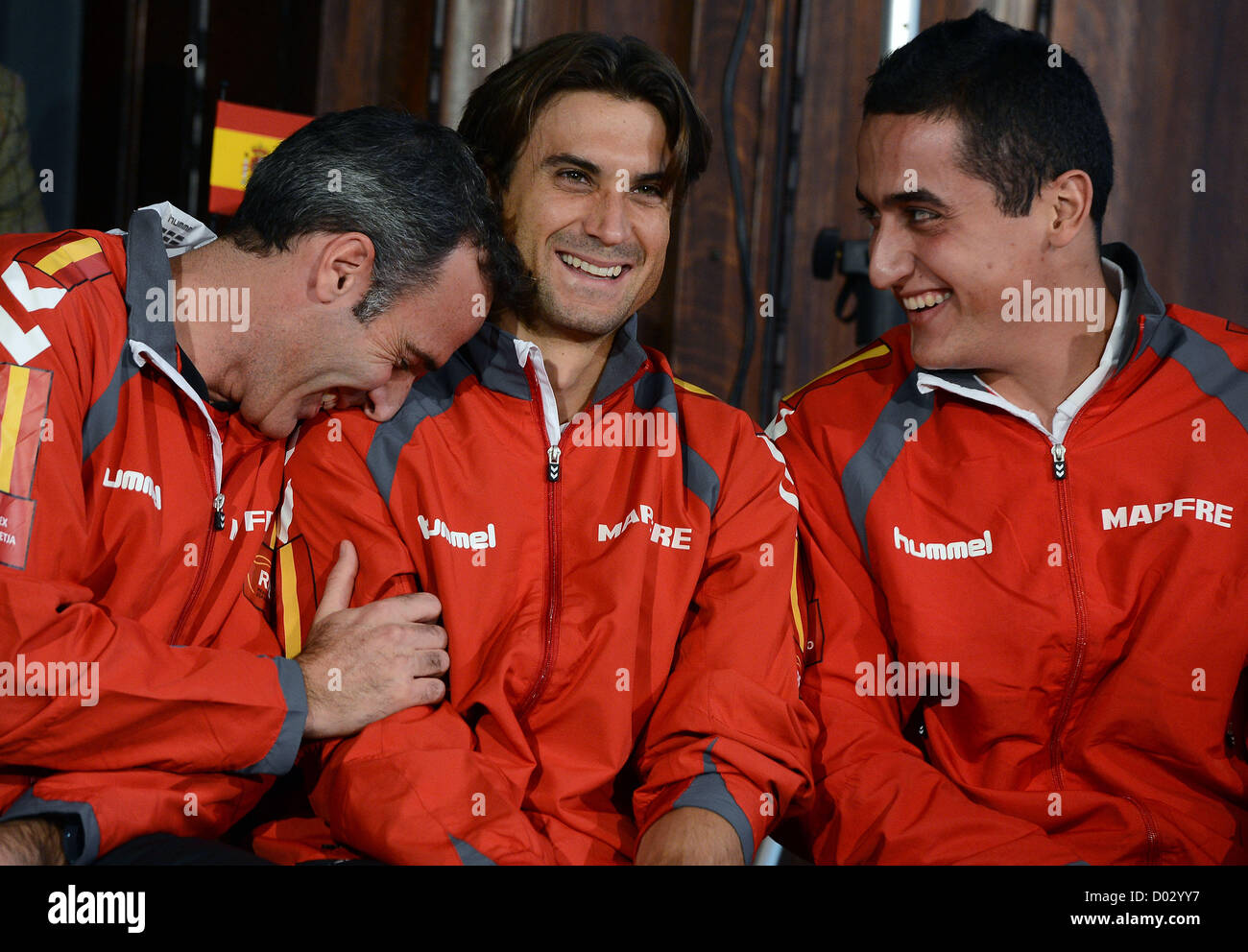Spanish tennis coach Alex Corretja (left to right) and players David ...