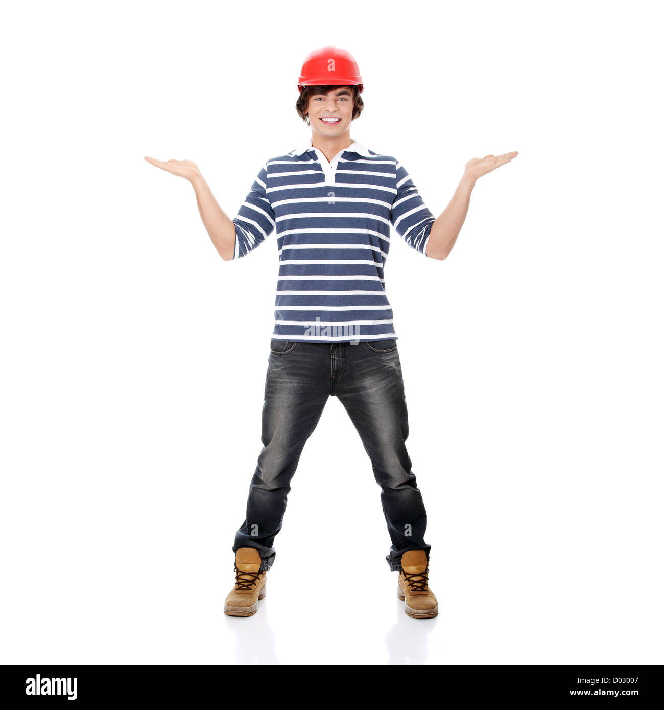 Young man in red helmet Stock Photo - Alamy