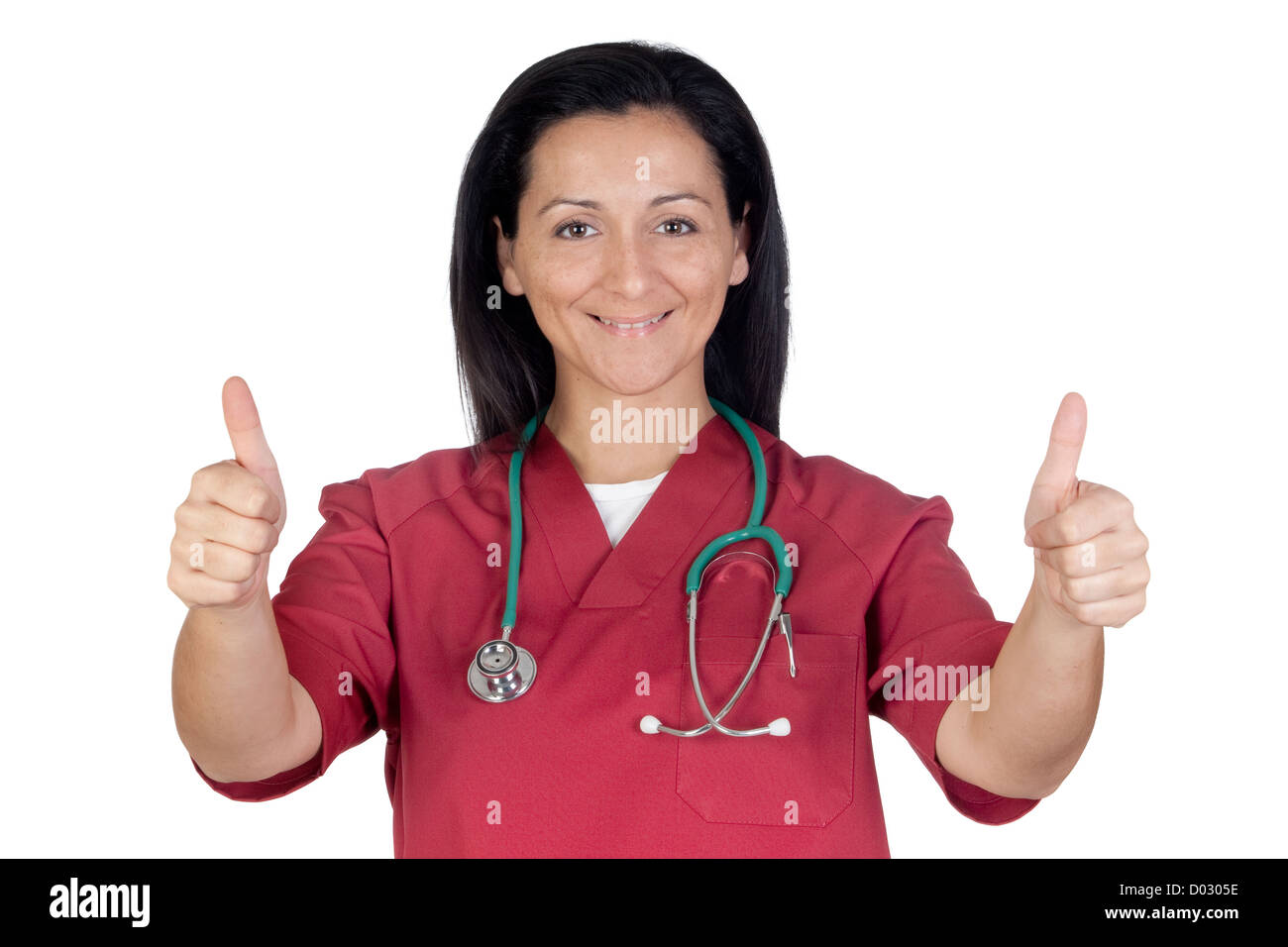 Happy doctor woman saying OK isolated on white background Stock Photo ...