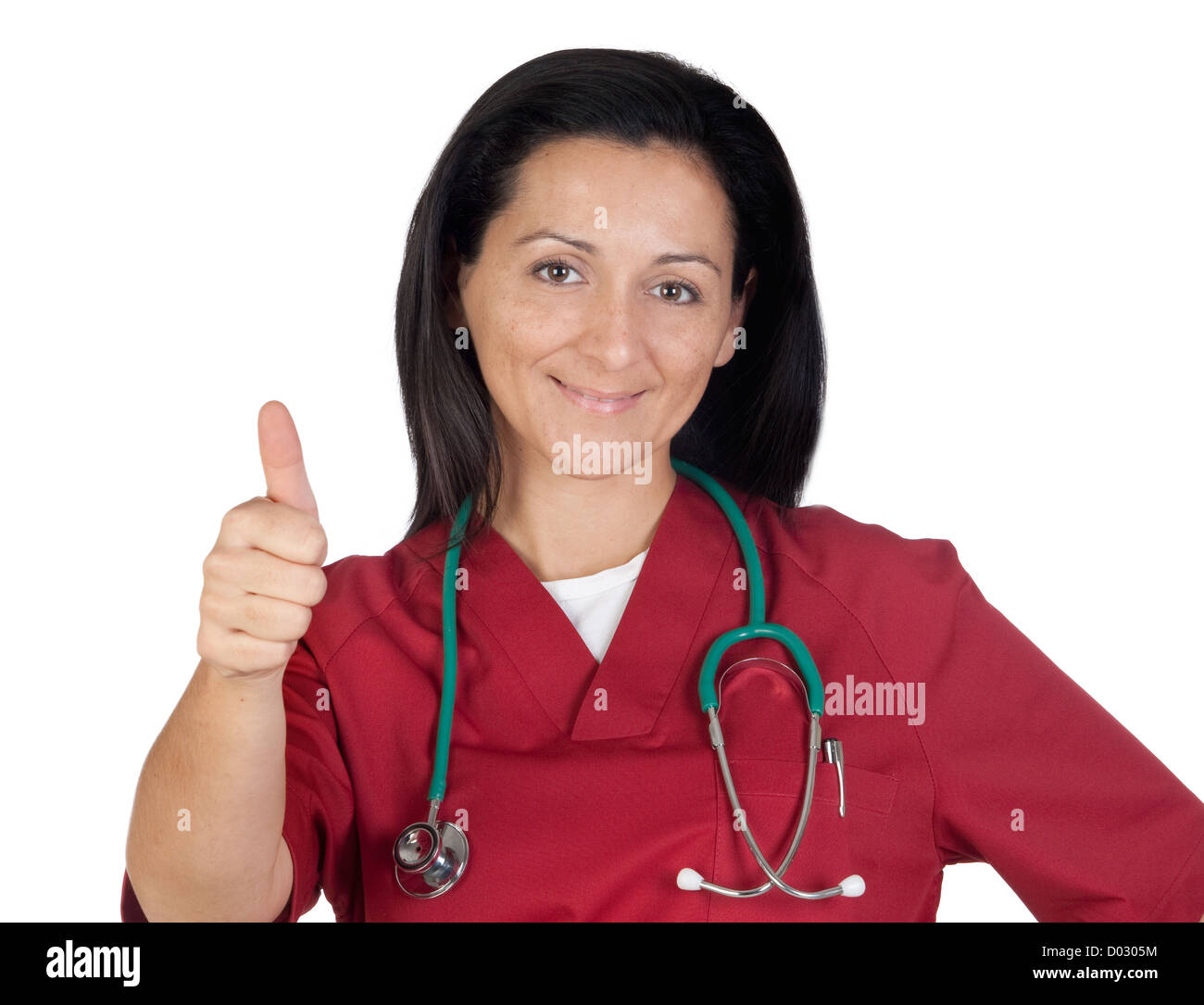 Happy doctor woman saying OK isolated on white background Stock Photo ...