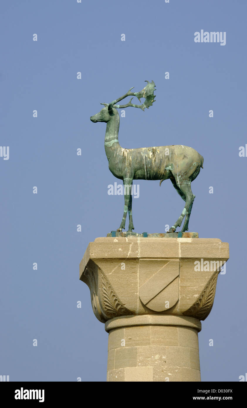 monument in port, City of Rhodes, Greece Stock Photo - Alamy