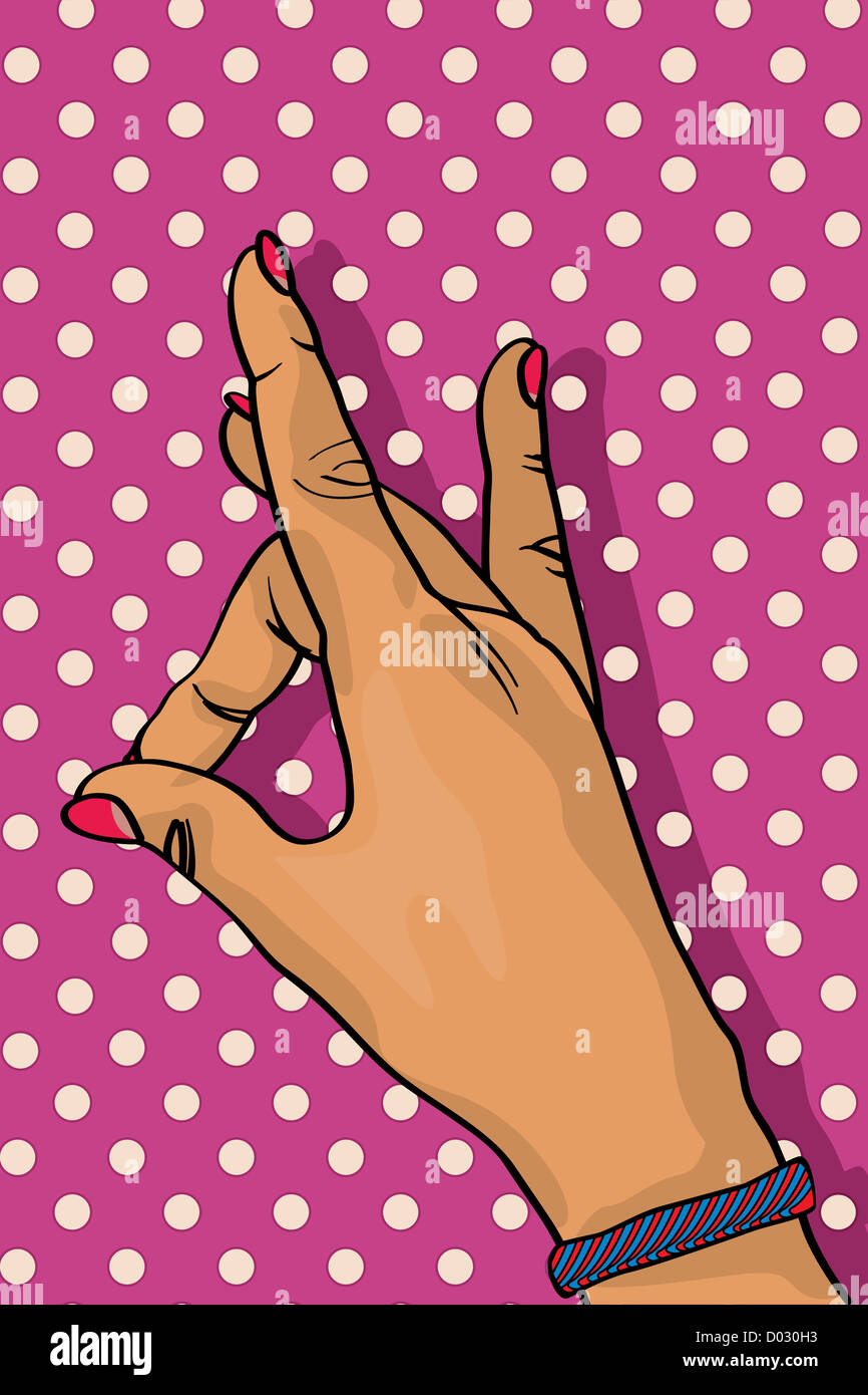 Comic style illustration of a girl left hand raised up Stock Photo - Alamy