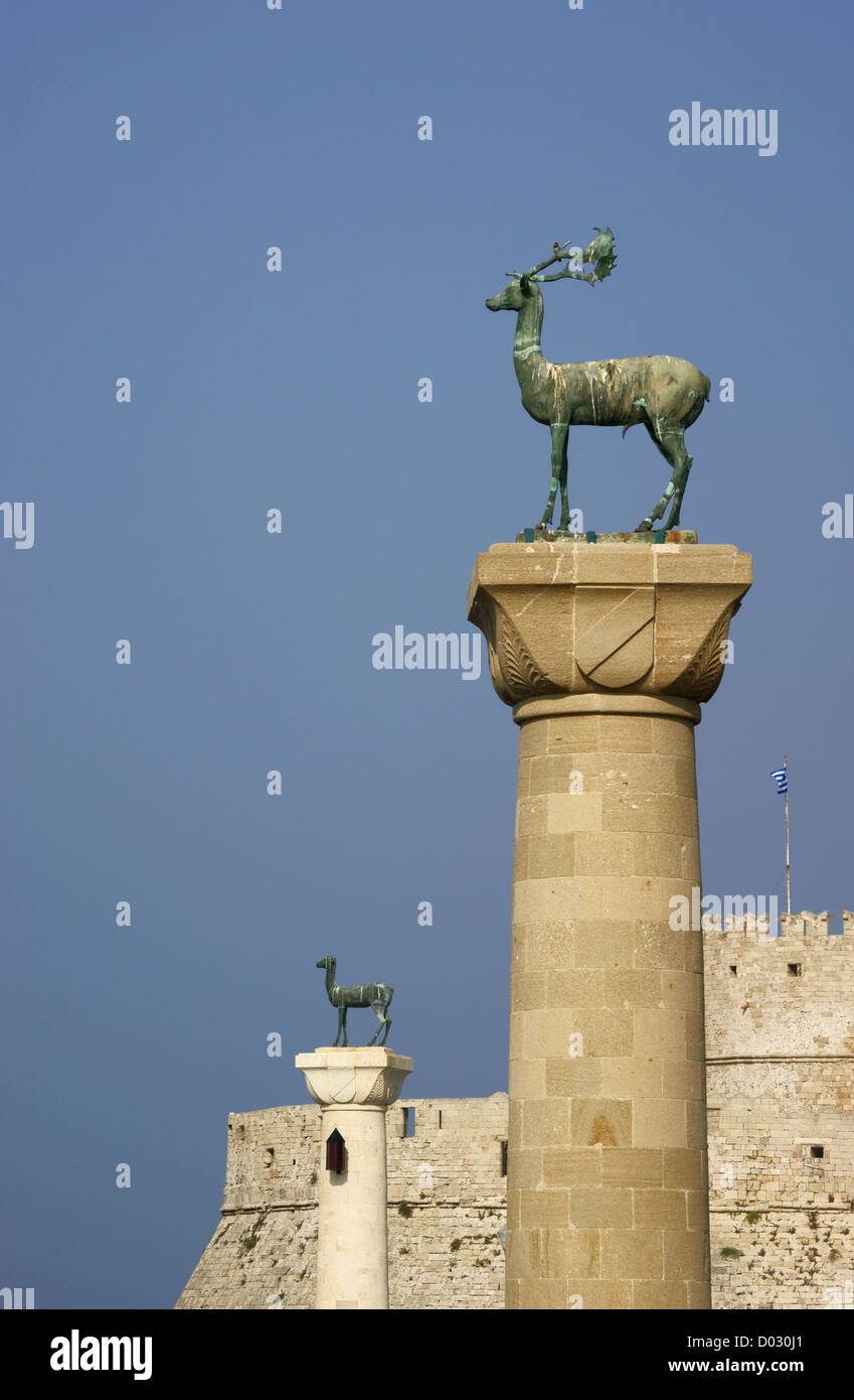 monument in port City of Rhodes, Greece Stock Photo - Alamy