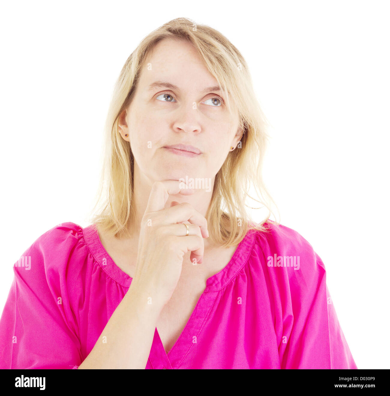 Woman thinking about a solution Stock Photo - Alamy