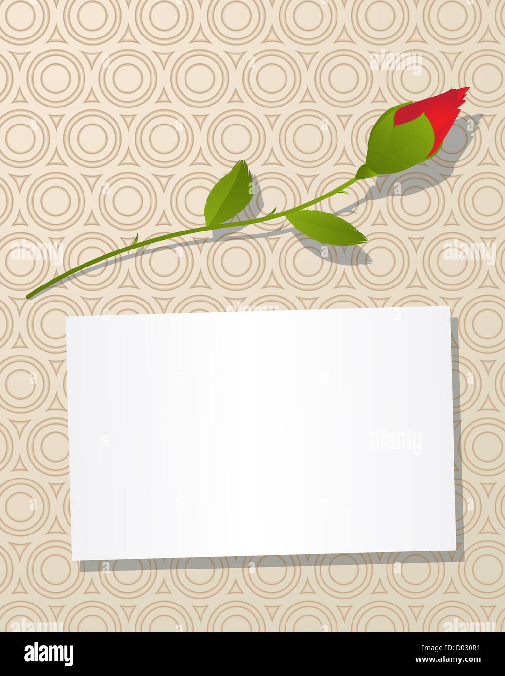 Decorative background with rose flower and message card Stock Photo - Alamy