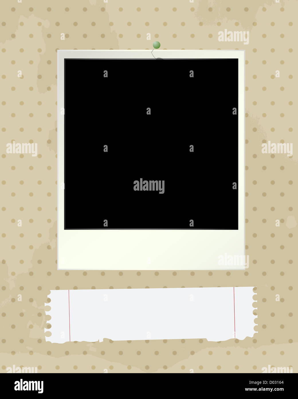 Grunge style illustration with an empty photoframe and paper note Stock ...