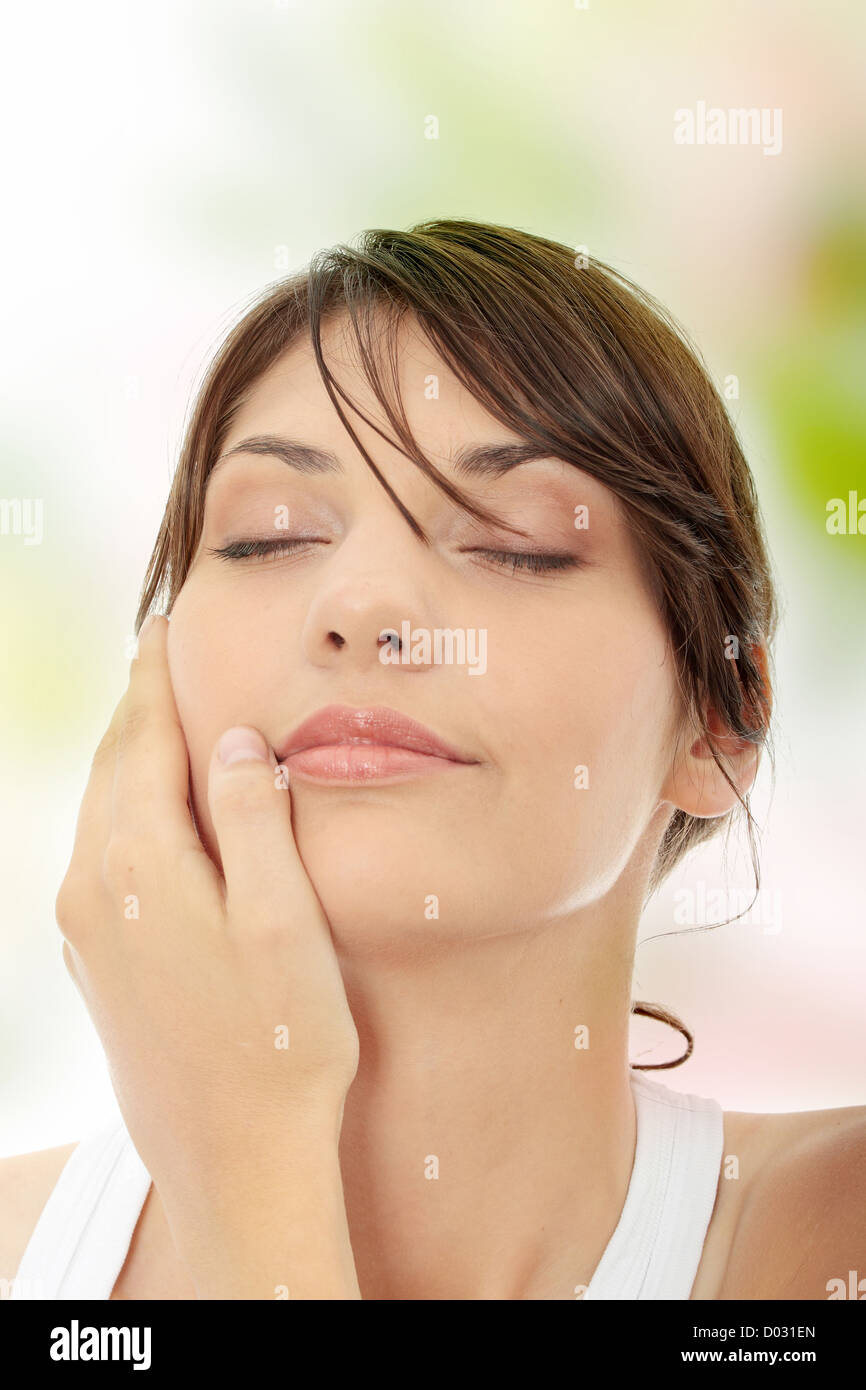 Beautiful health woman face with clean purity skin Stock Photo - Alamy