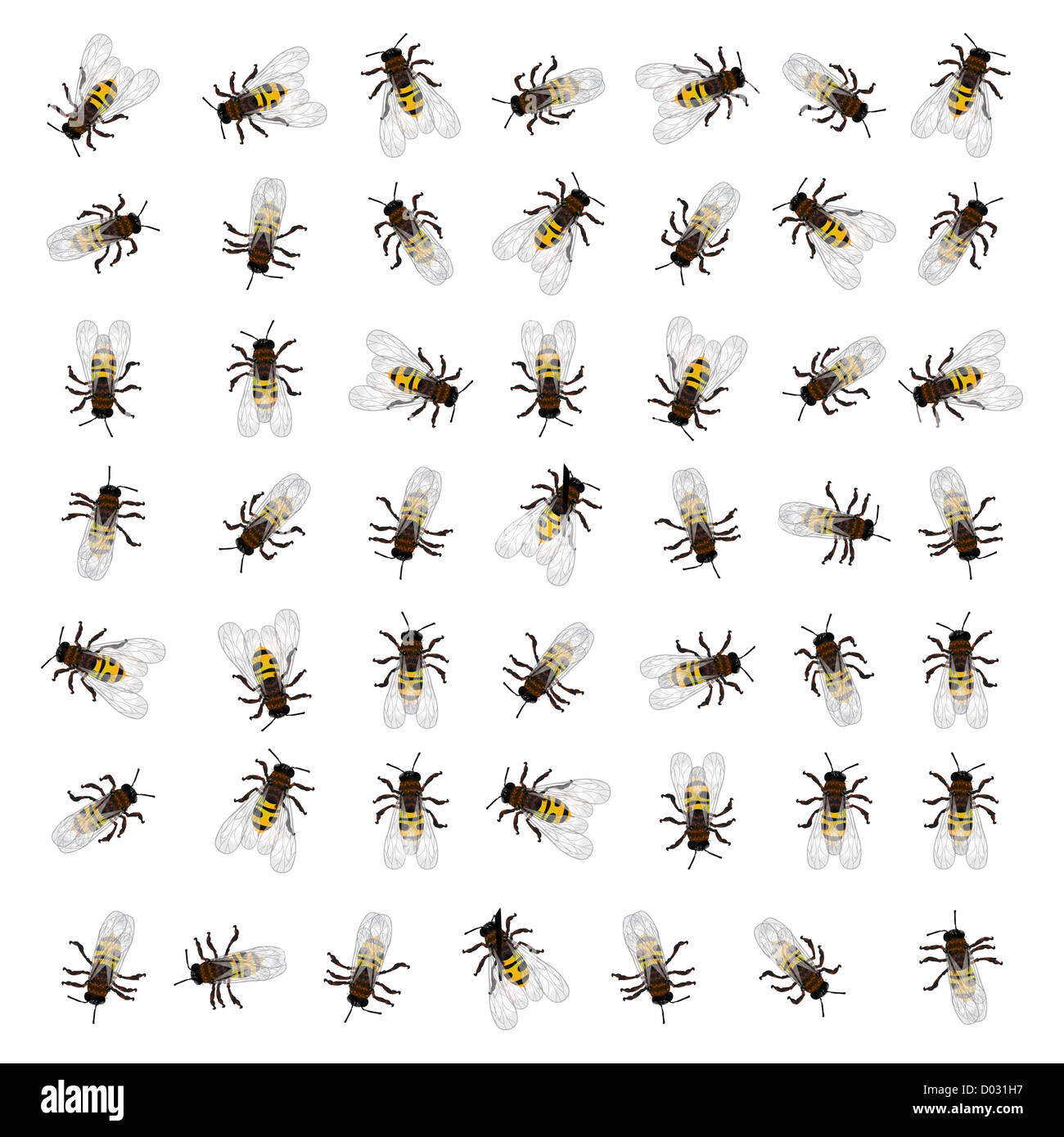 A seamless repeating pattern design with working bees Stock Photo - Alamy