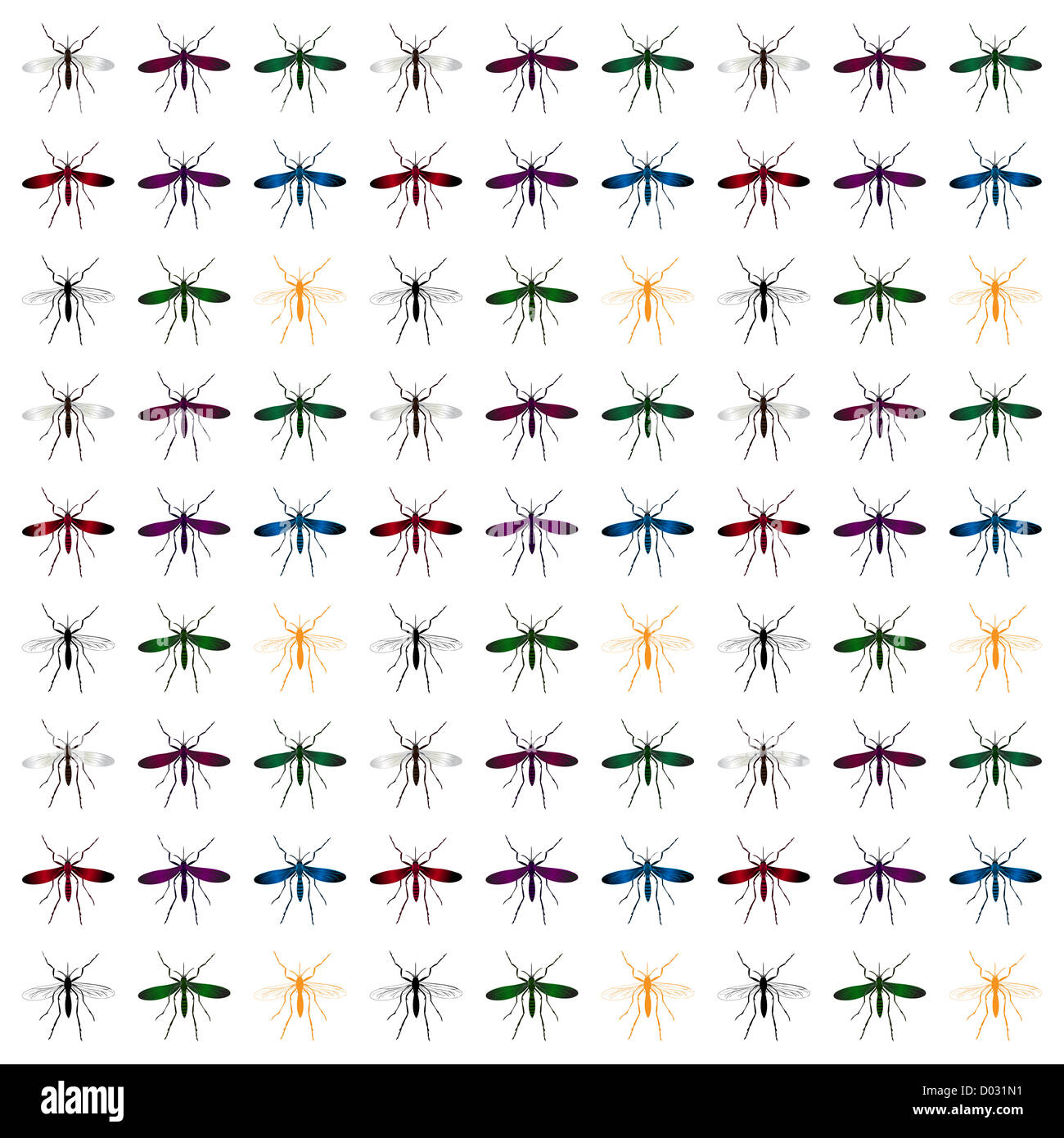 A seamless repeating pattern design with mosquito bug in colors Stock ...