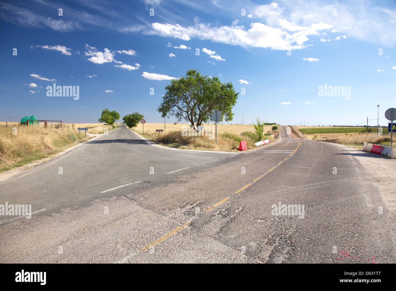 cross of two roads at Castilla in Spain Stock Photo - Alamy