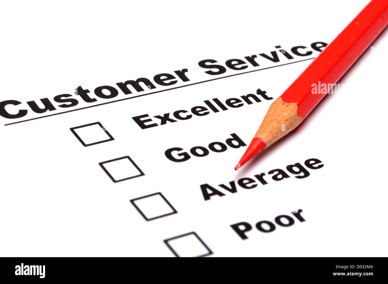 customer service survey with red pencil and checkbox showing ...