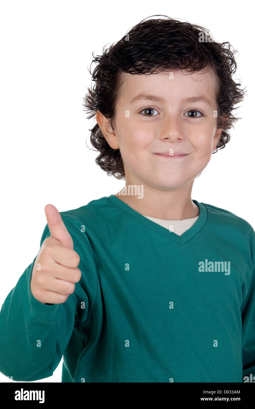 Happy child saying OK on a over white background Stock Photo - Alamy