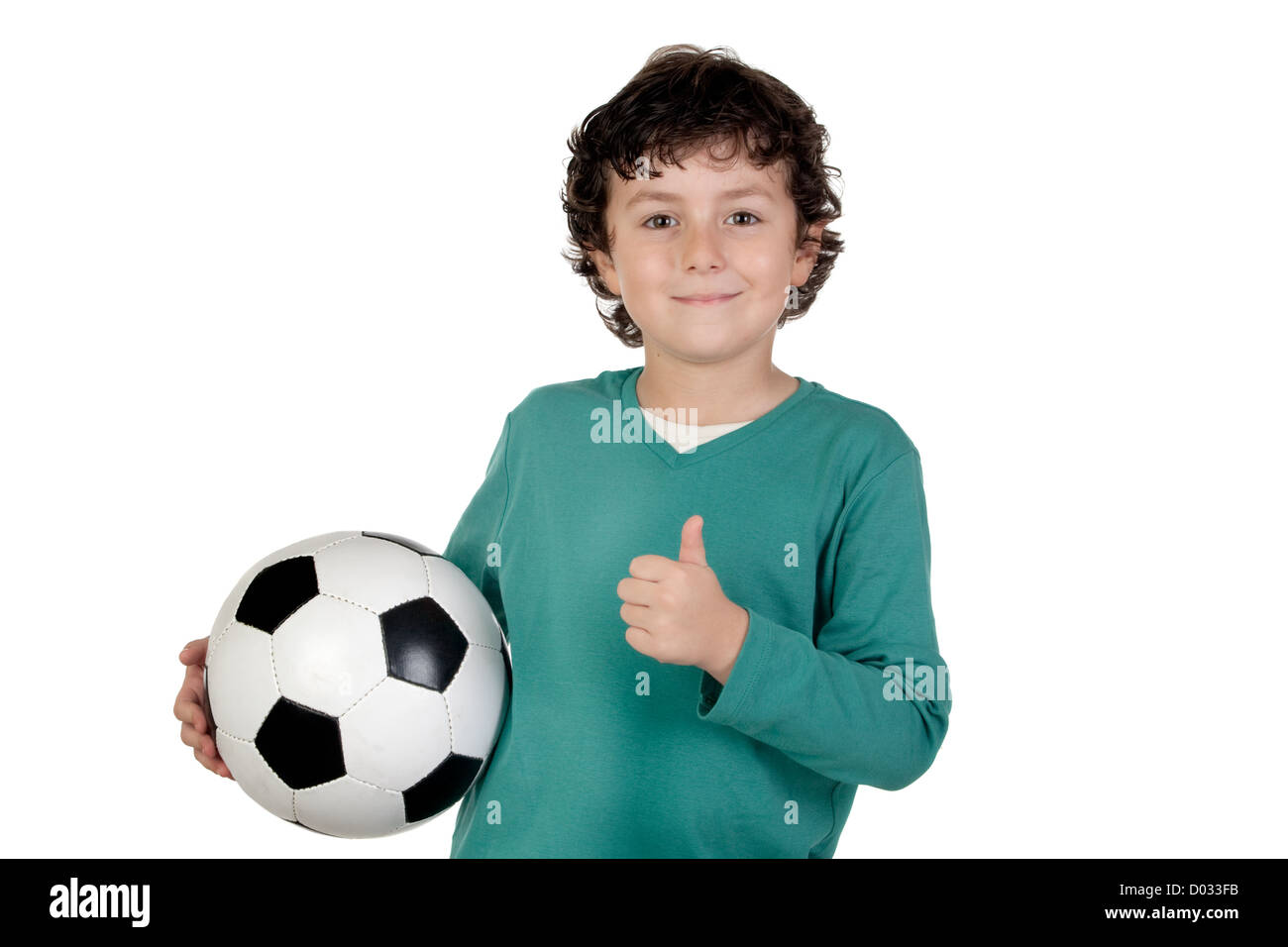 Adorable saying OK with a soccer ball isolated over white Stock Photo ...