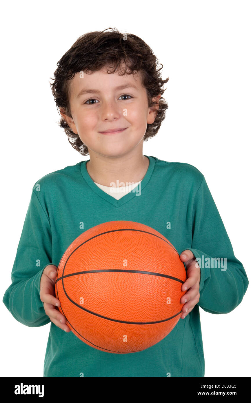 Handsome boy with basket ball isolated over white Stock Photo - Alamy